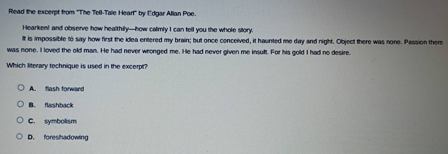 Gelöst:Read the excerpt from ''The Tell-Tale Heart' by Edgar Allan Poe ...