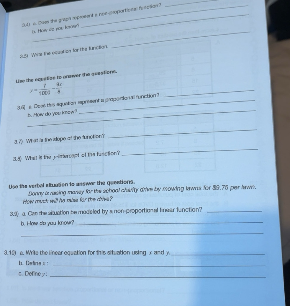 Resuelto:3.4) a. Does the graph represent a non-proportional function ...