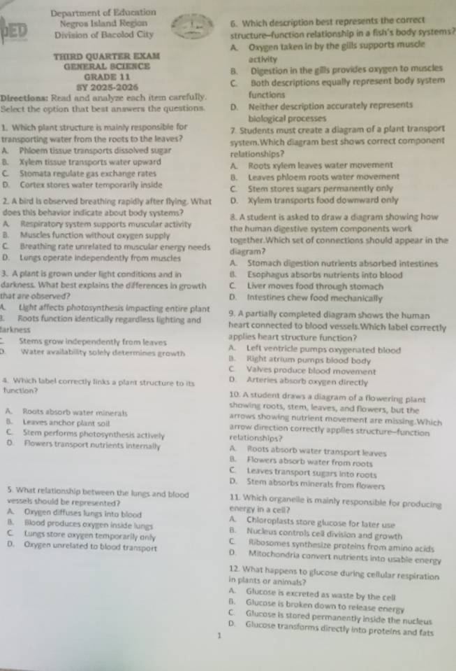 Solved: Department of Education Negros Island Region 6. Which ...
