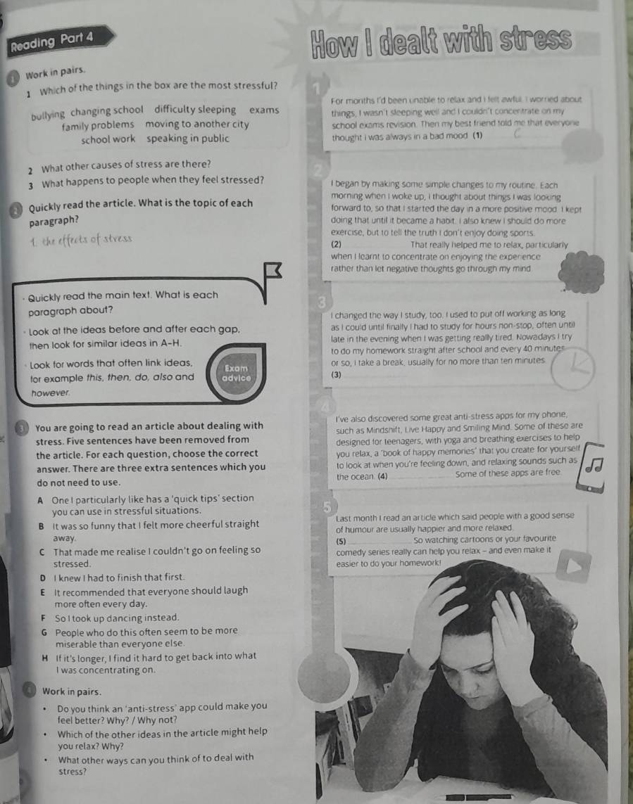 Giải quyết:Reading Part 4 How I dealt with stress Work in pairs ...