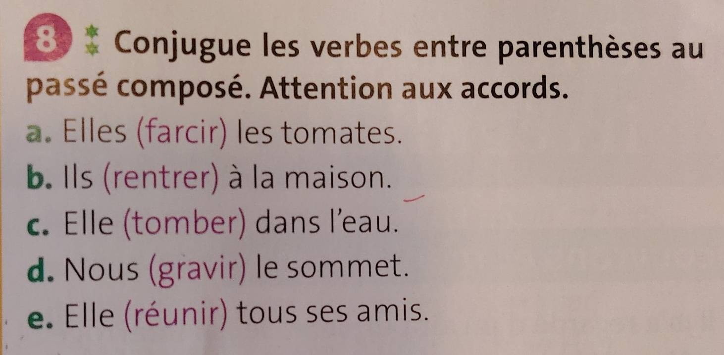 Résolu :Conjugue les verbes entre parenthèses au passé composé ...