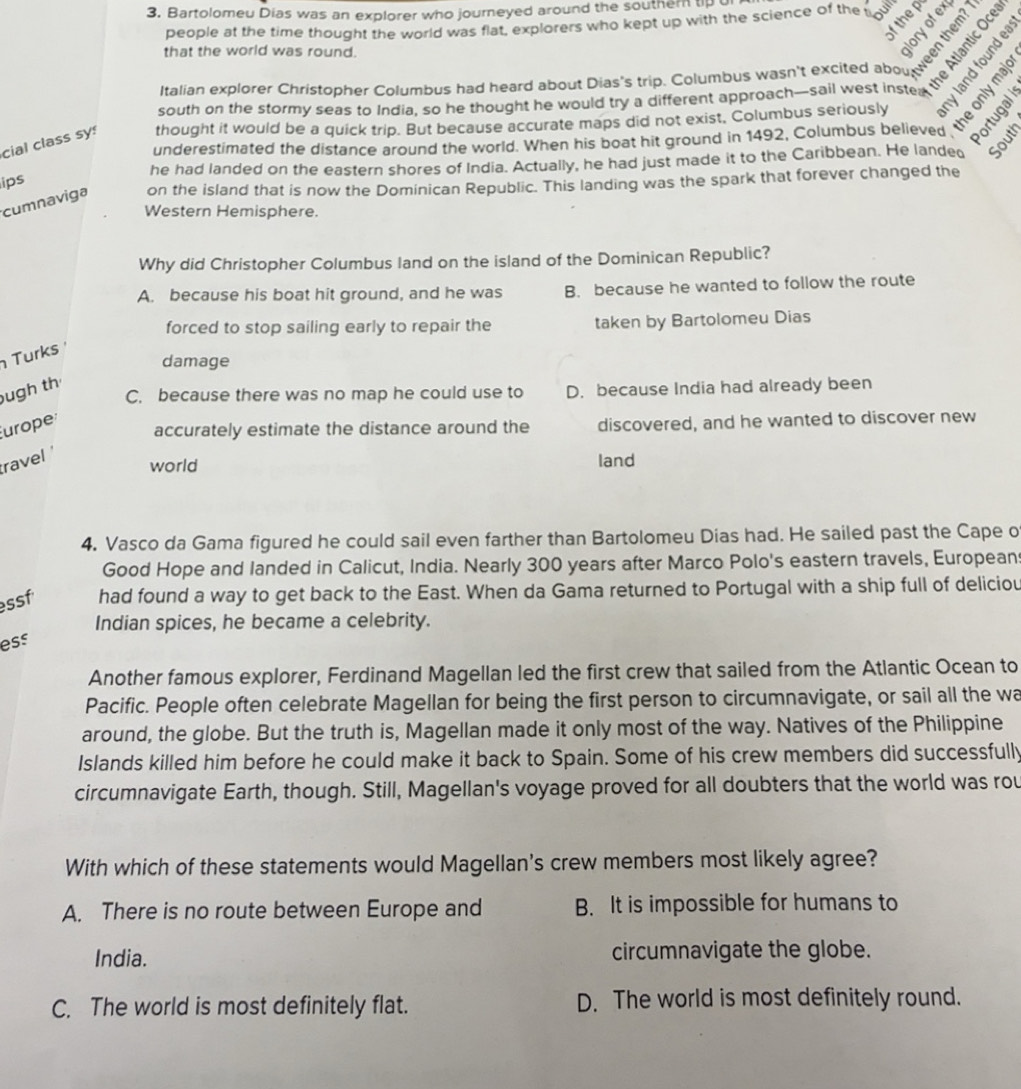 Solved: Bartolomeu Dias was an explorer who journeyed around the ...