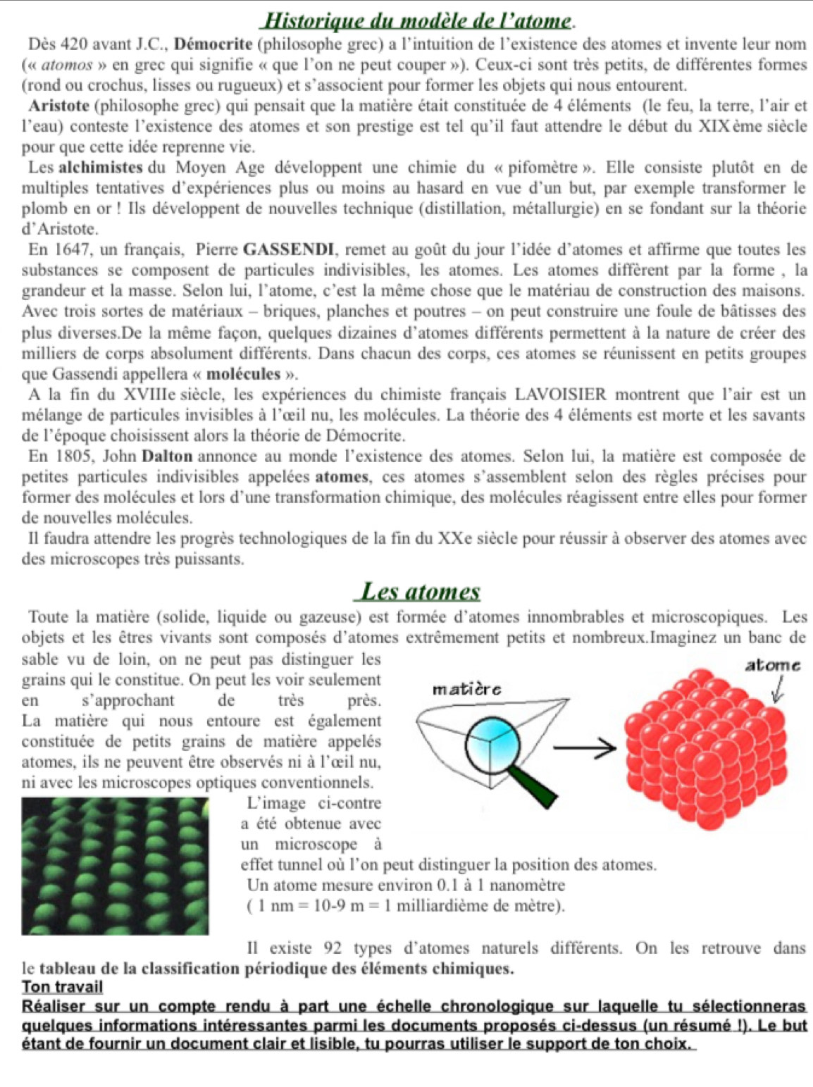 Résolu :Historique du modèle de l'atome. Dès 420 avant J.C., Démocrite ...