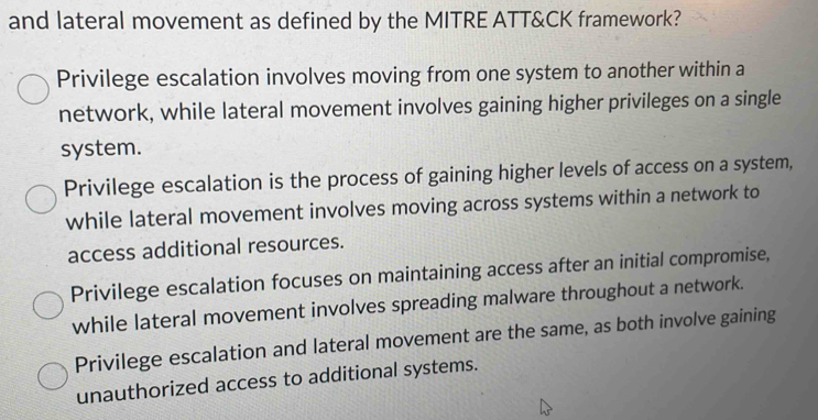 Solved: and lateral movement as defined by the MITRE ATT&CK framework ...