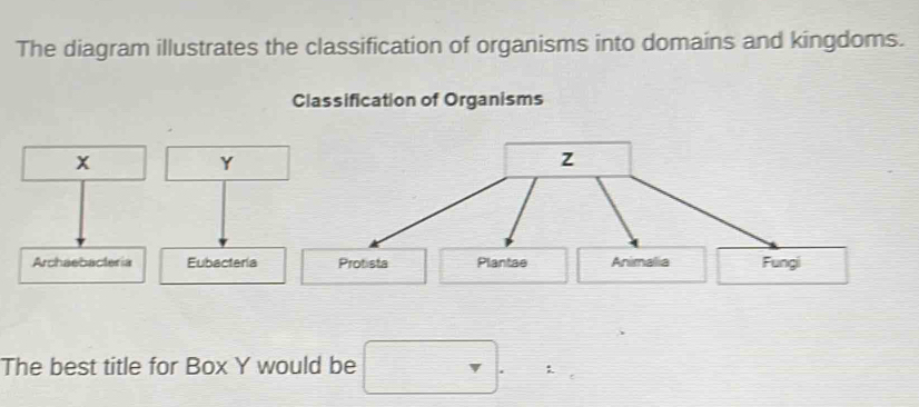 Solved: The diagram illustrates the classification of organisms into ...