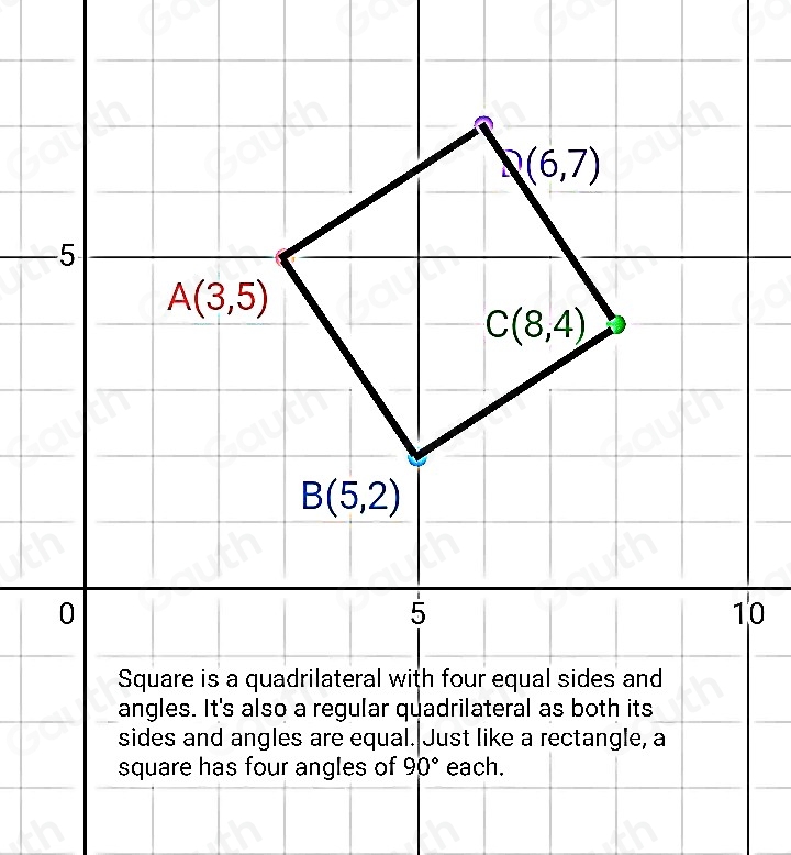 Solved: Quadrilateral ABCD has coordinates A(3,5), B(5,2), C(8,4), D(6 ...