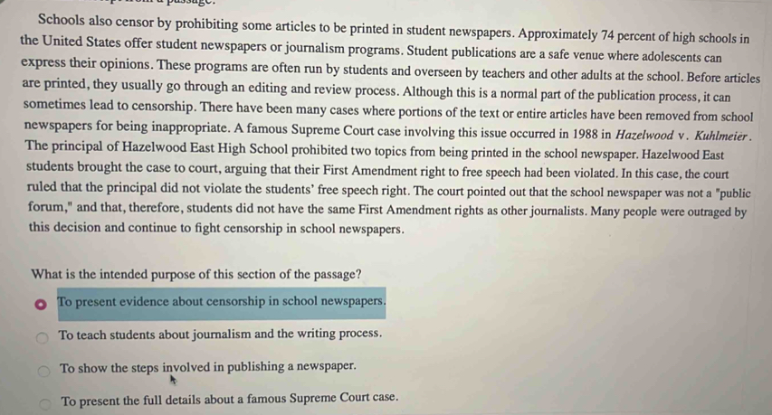 Solved: Schools also censor by prohibiting some articles to be printed ...
