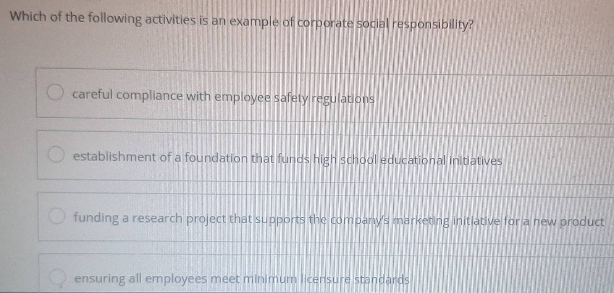 Solved: Which of the following activities is an example of corporate ...
