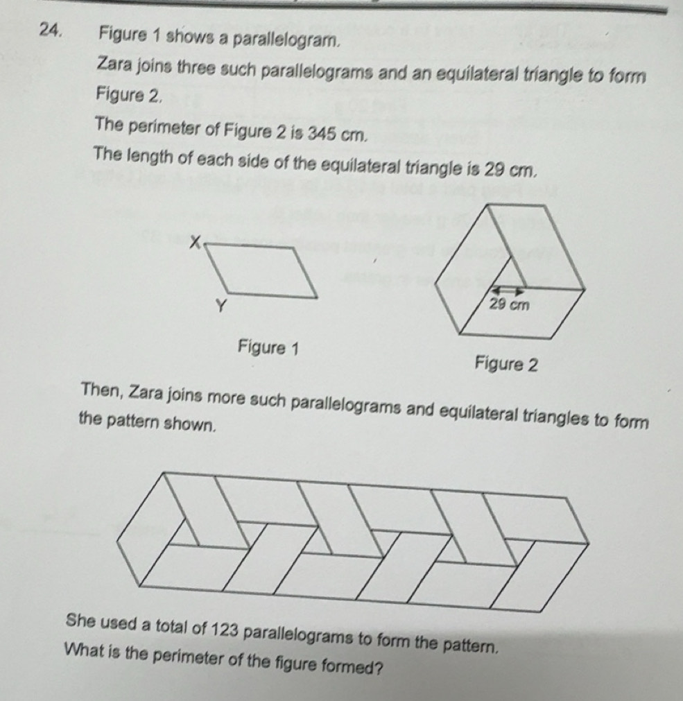 Selesai:Figure 1 shows a parallelogram. Zara joins three such ...