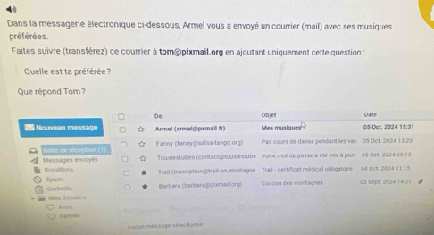 Résolu :Dans la messagerie électronique ci-dessous, Armel vous a envoyé un courrier (mail) avec se