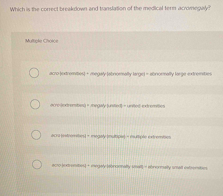 Solved: Which is the correct breakdown and translation of the medical ...