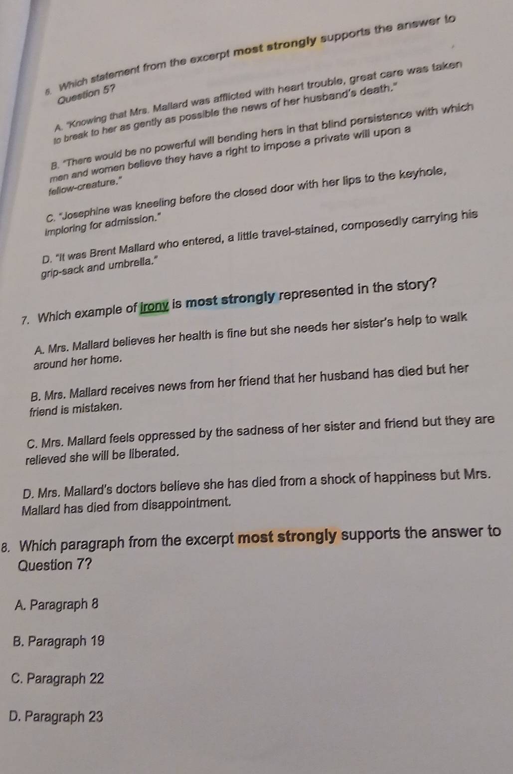 Solved: Which statement from the excerpt most strongly supports the ...