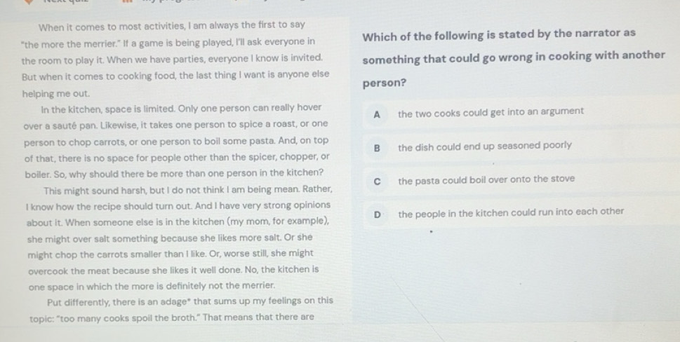 Solved: When it comes to most activities, I am always the first to say ...