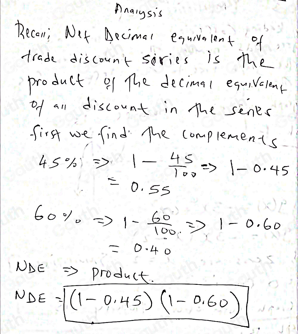 Solved: What is the correct equation to calculate the net decimal ...