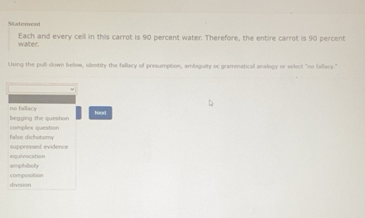 Solved: Statement Each and every cell in this carrot is 90 percent ...