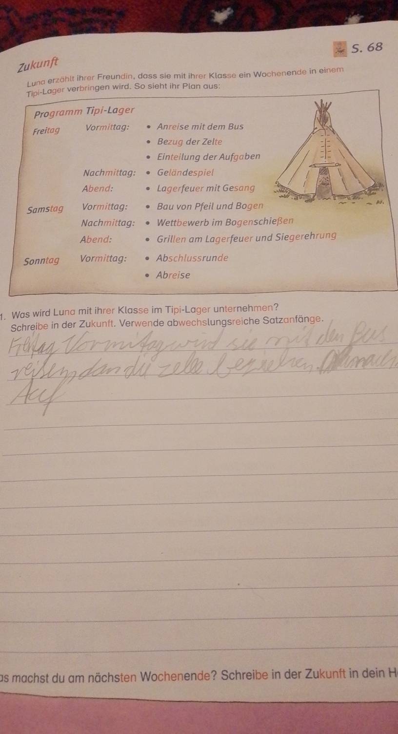 Gelöst:Zukunft Luna erzählt ihrer Freundin, dass sie mit ihrer Klasse ...