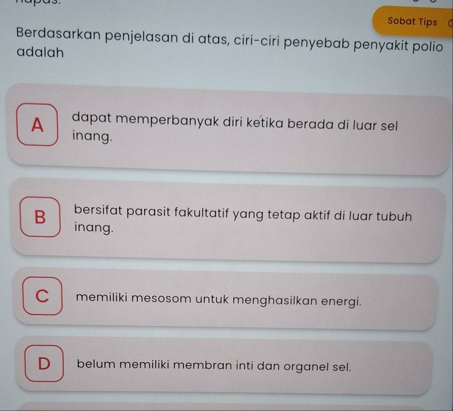 Telah dijawab:Sobat Tips ( Berdasarkan penjelasan di atas, ciri-ciri ...
