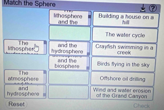 Solved: Match the Sphere lithosphere Building a house on a and the hill ...