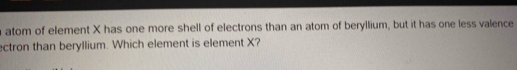 Solved: atom of element X has one more shell of electrons than an atom ...