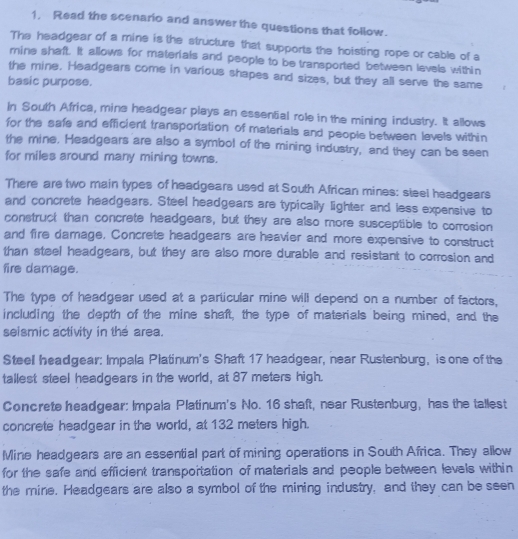 Solved: 1, Read the scenario and answer the questions that follow. The ...