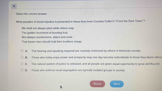 Select the correct answer. What paradox of social injustice is ...