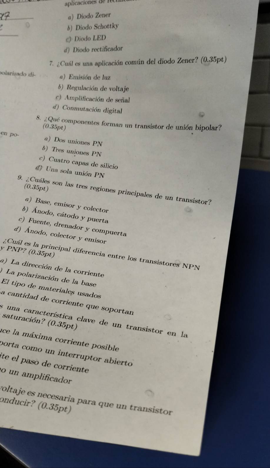 Resuelto:a) Diodo Zener _ b) Diodo Schottky c) Diodo LED d) Diodo ...