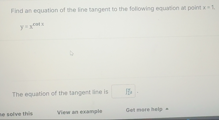 Solved: Find an equation of the line tangent to the following equation ...