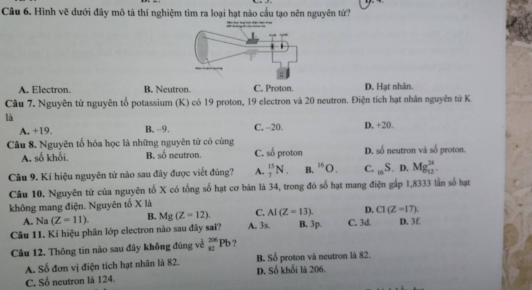 Giải quyết:Hình vẽ dưới đây mô tả thí nghiệm tìm ra loại hạt nào cấu ...