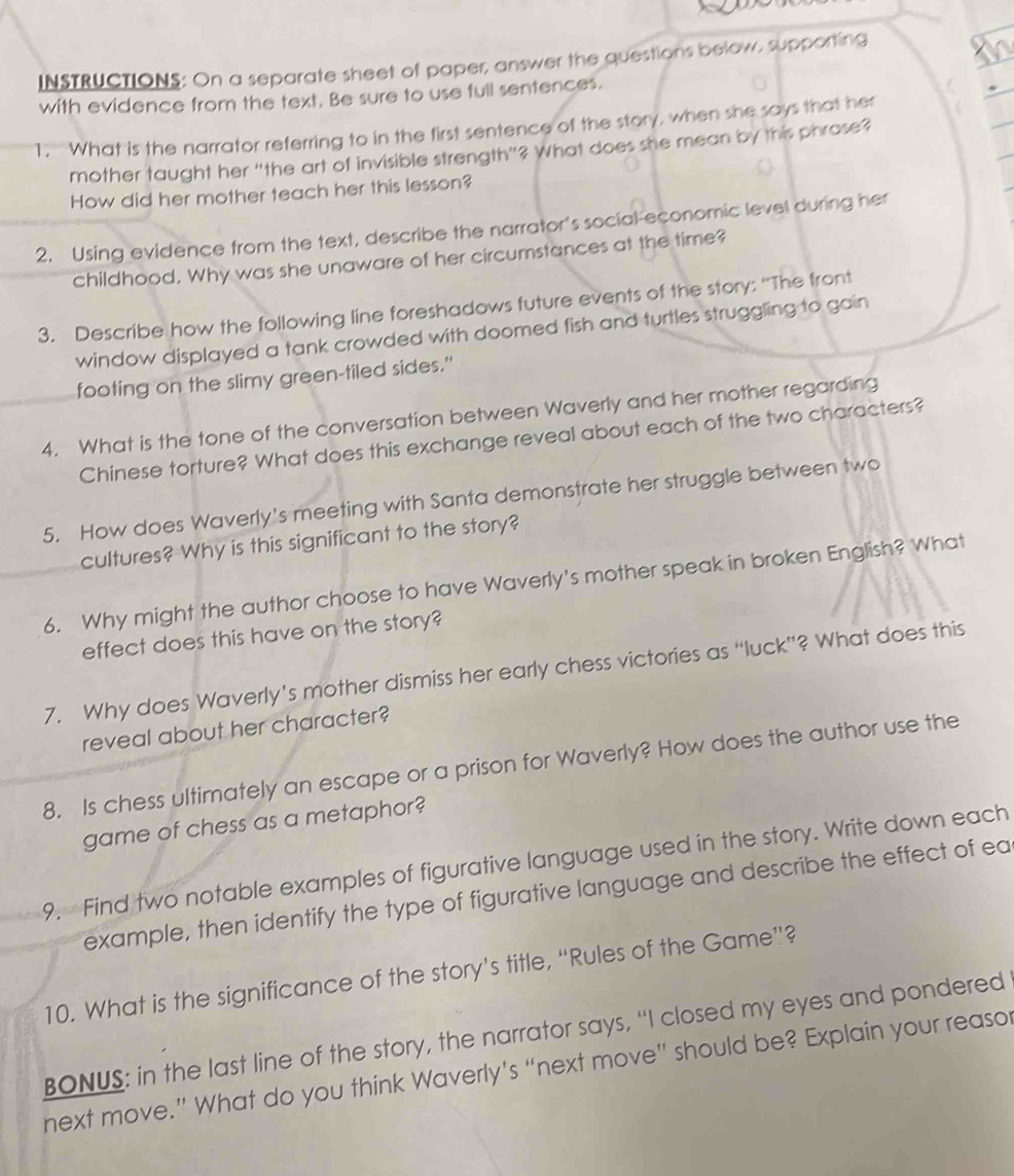 Solved: INSTRUCTIONS: On a separate sheet of paper, answer the ...