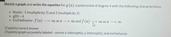Solved: Sketch a graph and write the equation for g(x) , a polynomial ...