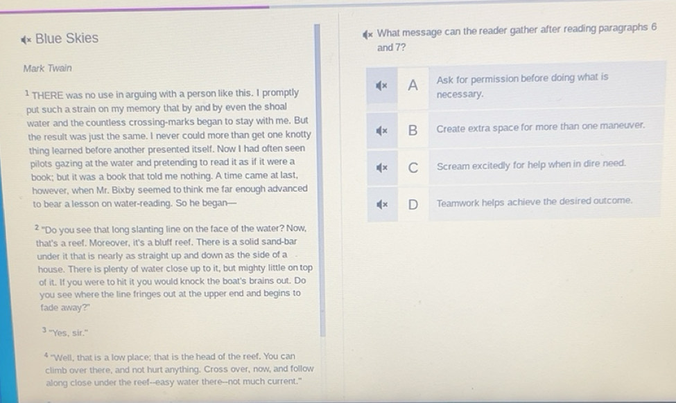 Solved: Blue Skies What message can the reader gather after reading ...