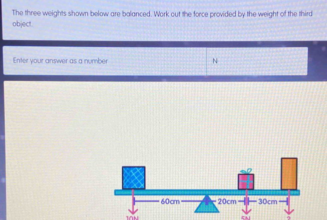 Solved: The three weights shown below are balanced. Work out the force ...