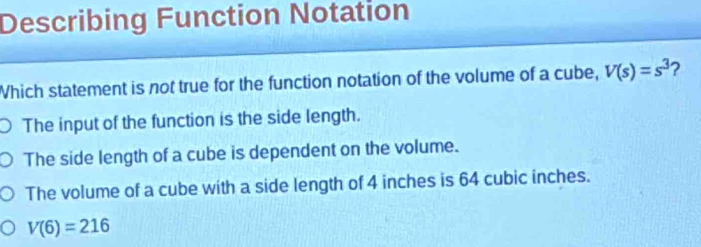 Solved: Describing Function Notation Which statement is not true for ...