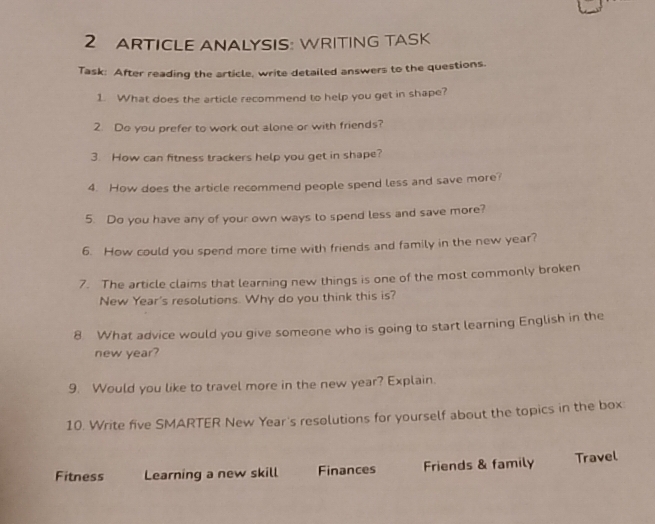 Solved: ARTICLE ANALYSIS: WRITING TASK Task: After reading the article ...