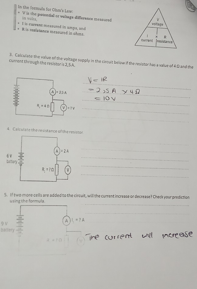 Résolu :In the formula for Ohm's Law: V is the potential or voltage ...