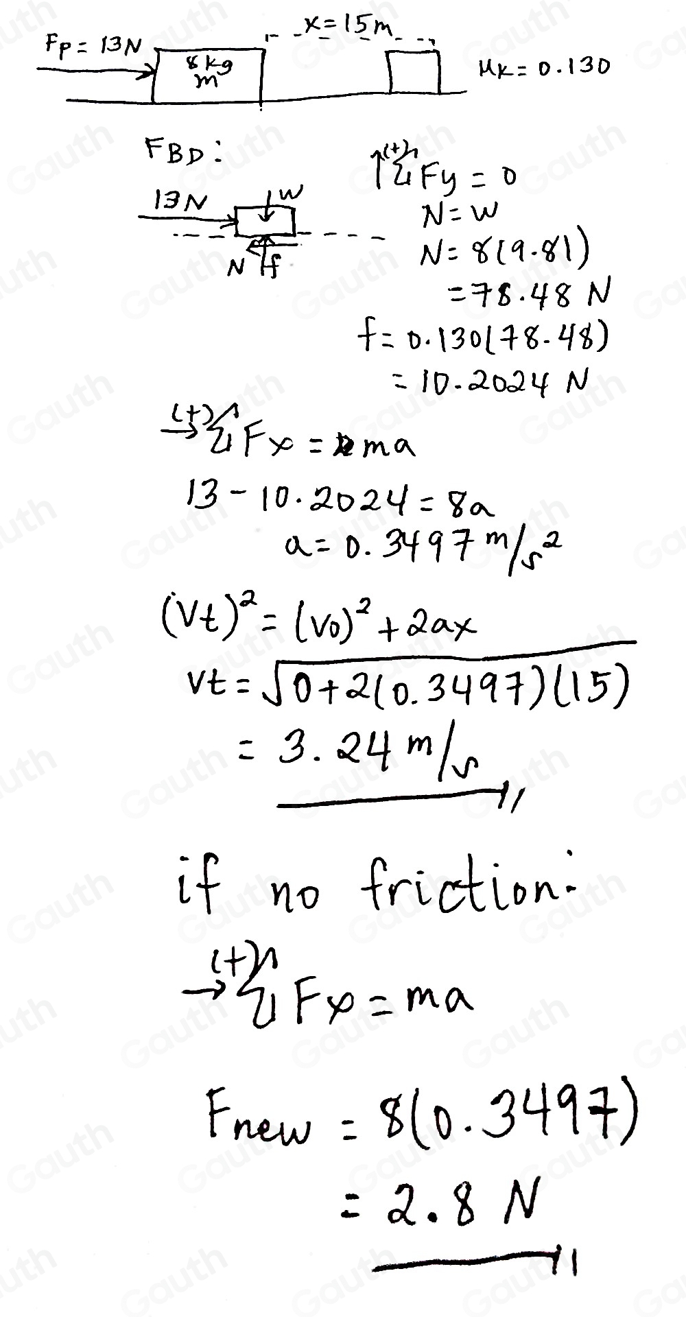 Solved: Atten A constant applied force F_p of 13.0 N pushes a box with ...