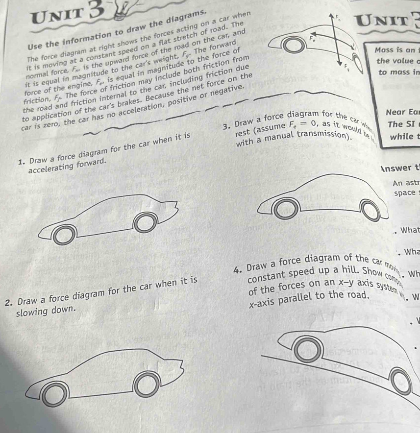 Solved: Use the information to draw the diagrams. The force diagram at ...