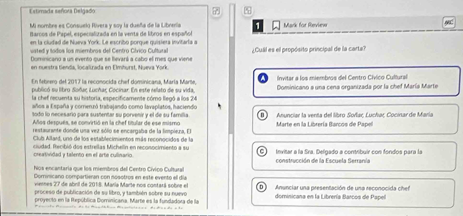 Solved: Estimada señora Delgado 1 Mi nombre es Consuelo Rivera y soy la ...