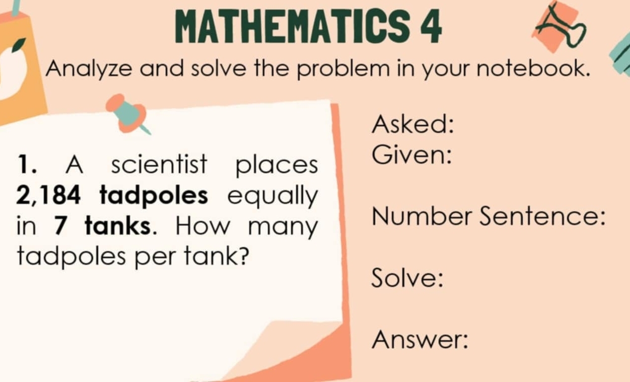 Solved: MATHEMATICS 4 Analyze and solve the problem in your notebook ...