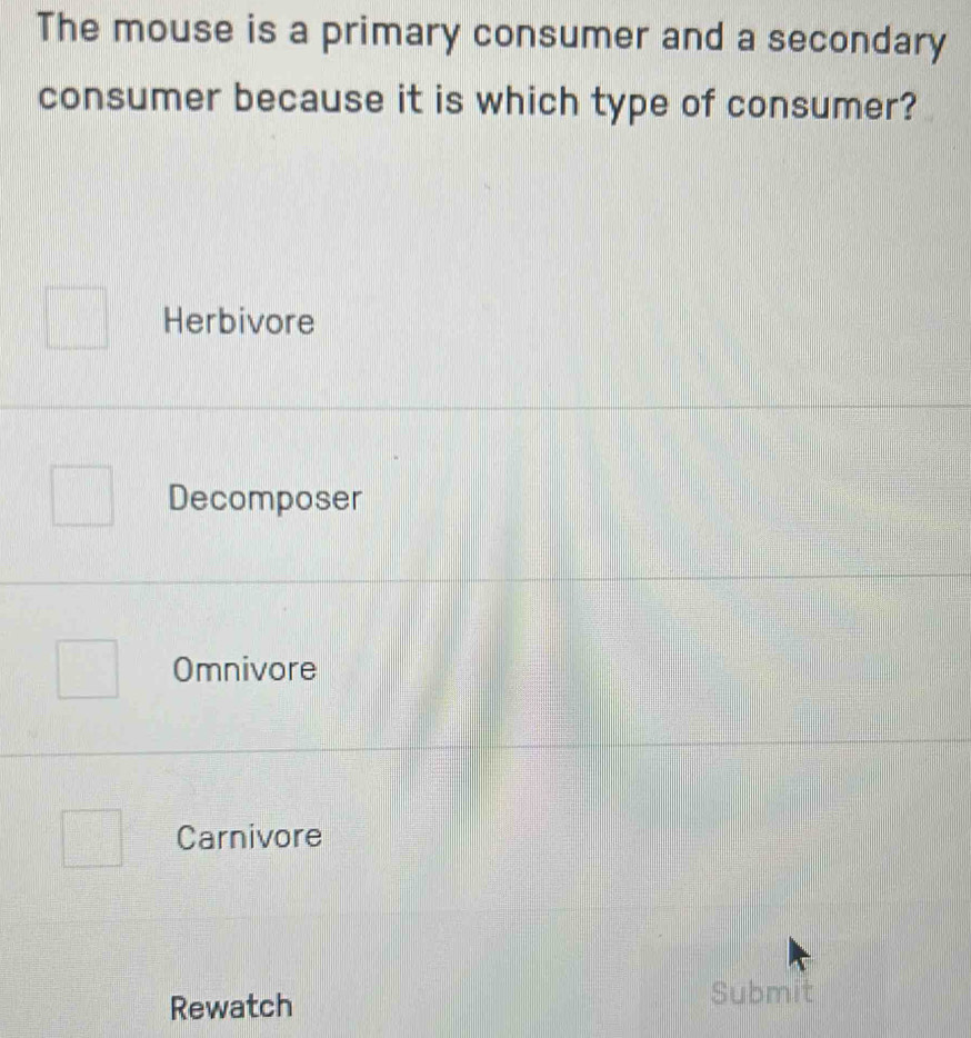 Solved: The mouse is a primary consumer and a secondary consumer ...