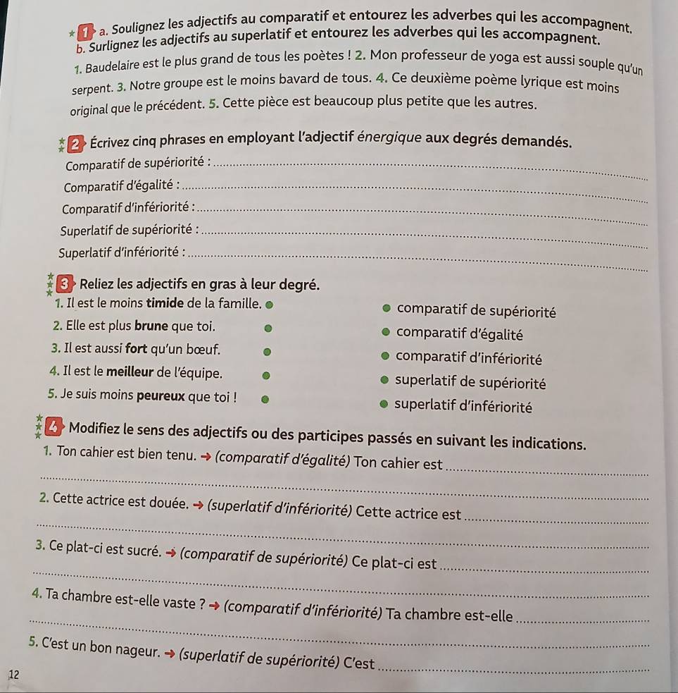 Résolu :Soulignez les adjectifs au comparatif et entourez les adverbes ...