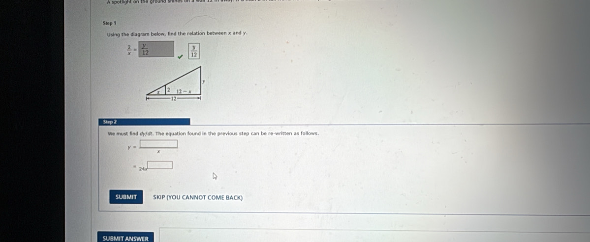 Solved: Using the diagram below, find the relation between x and y. 2/x ...