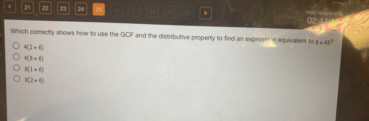 Solved: 4 21 22 23 24 25 26 27 28 29 30 TIME REMAINING 02:4 Which ...