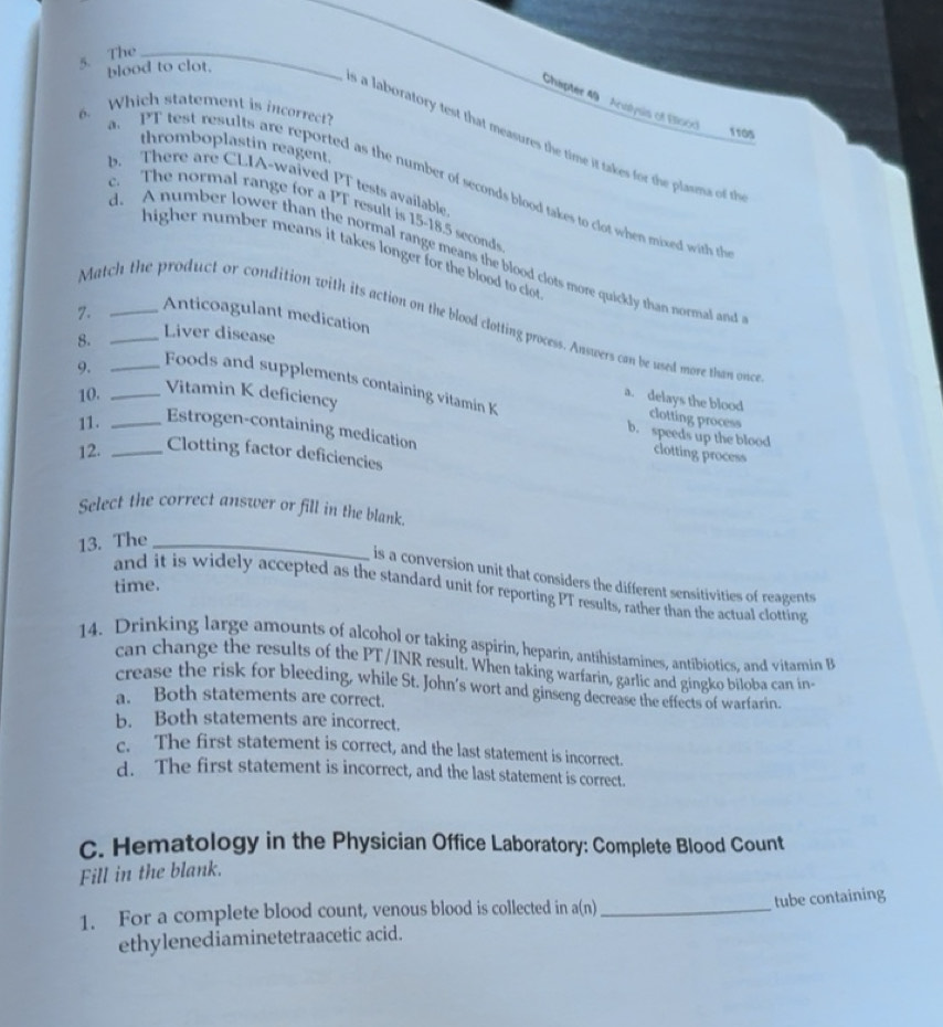 Solved: The_ blood to clot. Chapter 49 Analysis of Eoc 6. Which ...