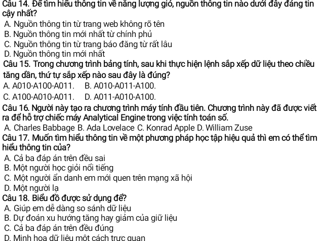 Giải quyết:Để tìm hiểu thông tin về năng lượng gió, nguồn thông tin nào ...