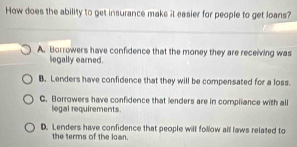 Solved: How does the ability to get insurance make it easier for people ...