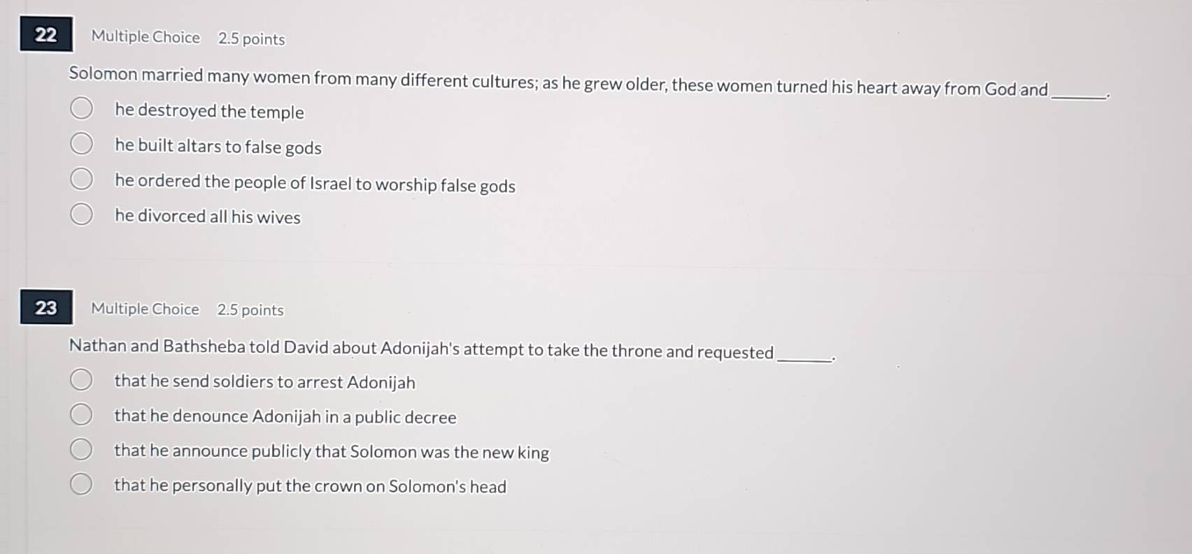 Solved: Solomon married many women from many different cultures; as he ...