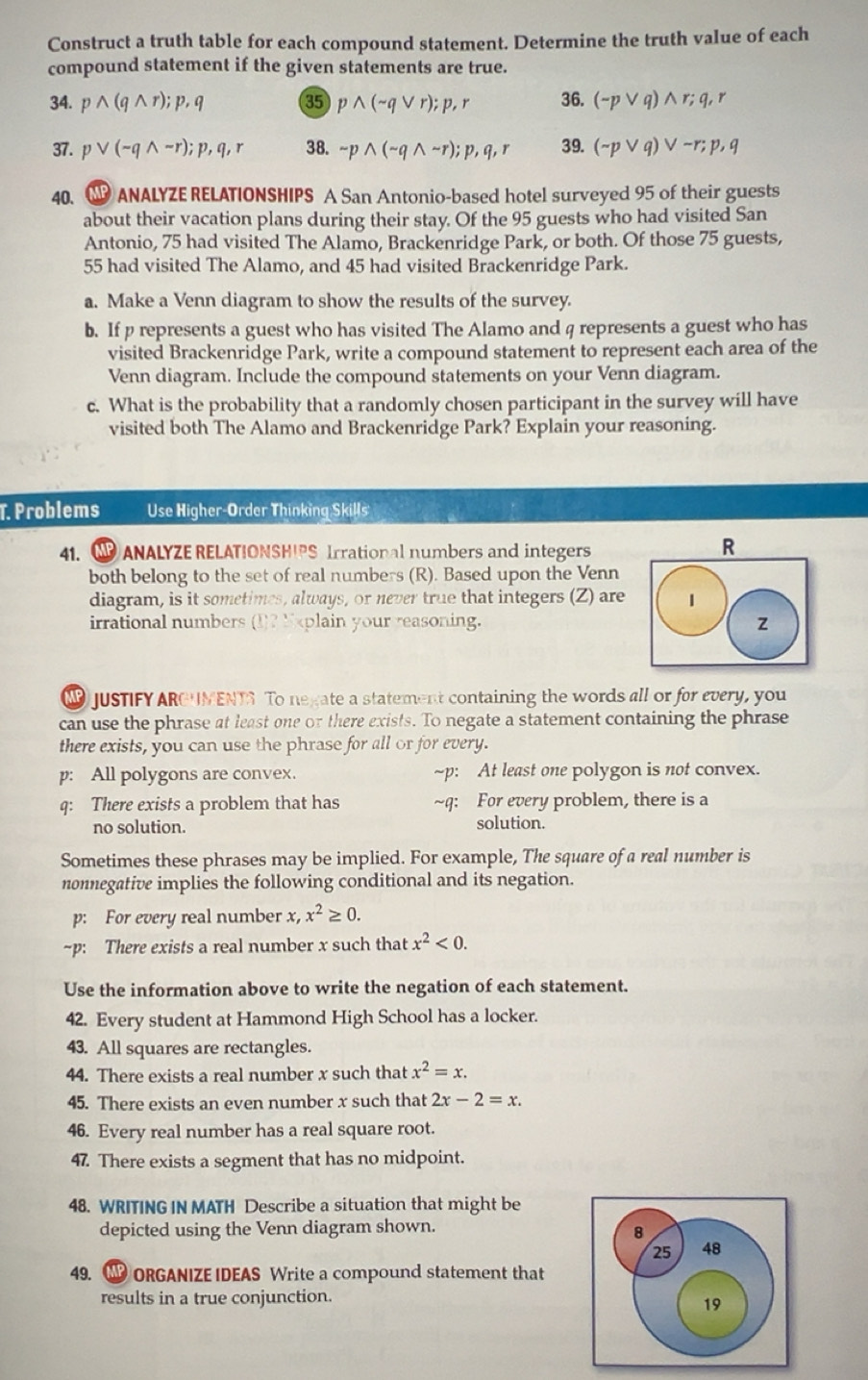 Solved: Construct a truth table for each compound statement. Determine ...