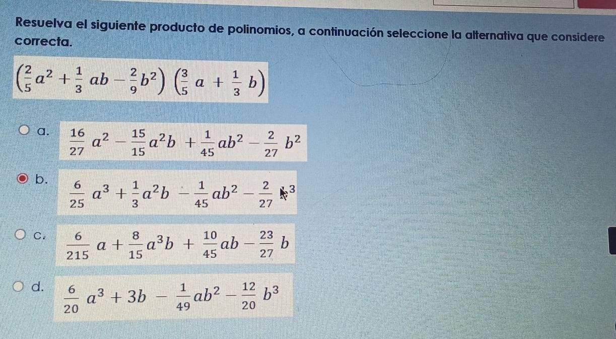 Resuelto:Resuelva el siguiente producto de polinomios, a continuación ...