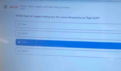 Solved: NCCEH 03103 - Basic Copper and Plastic Piping Practices Which ...
